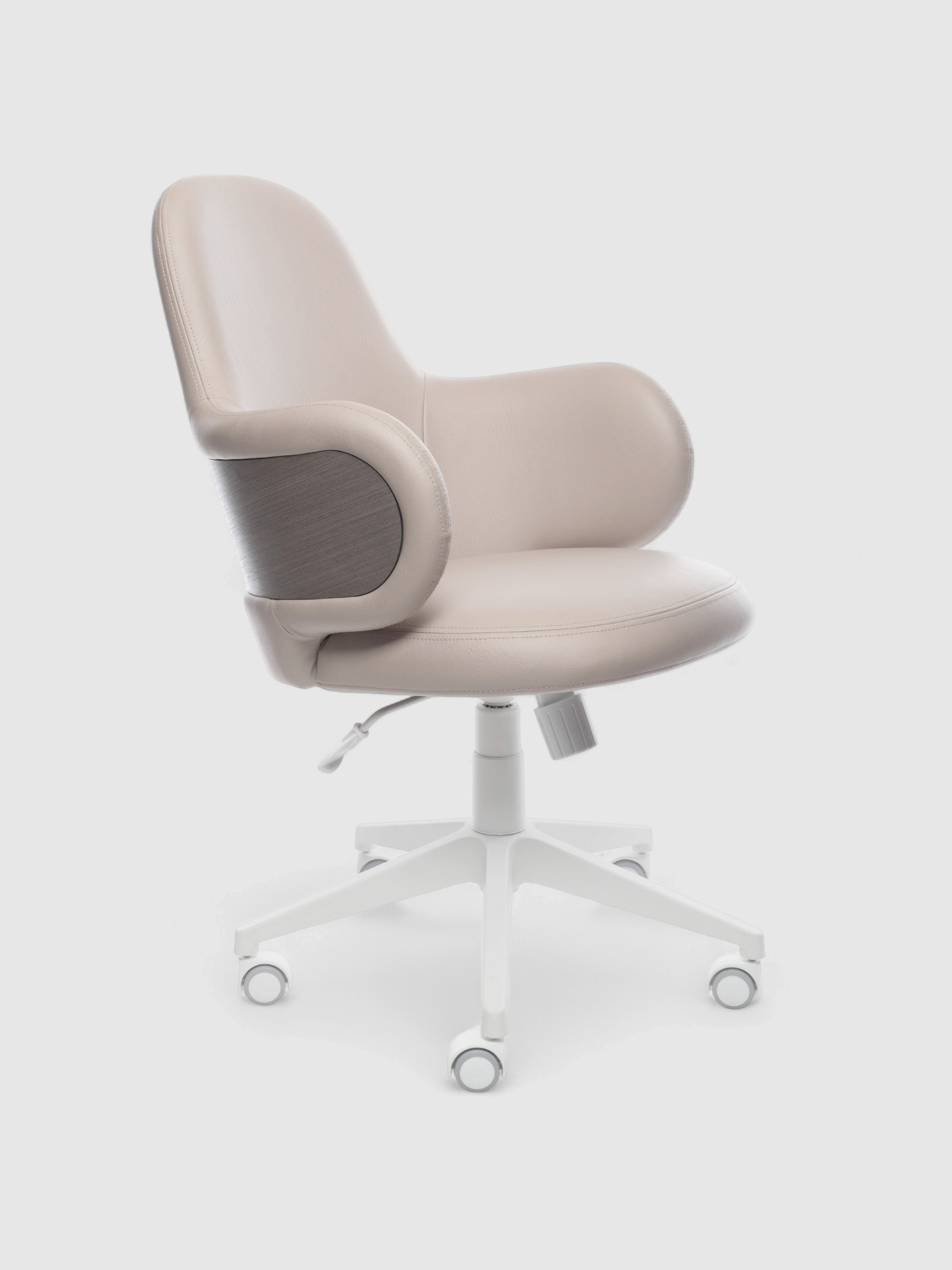 Офисное кресло / Компьютерное кресло РосКресла Elan, бежевый, серый, экокожа, крестовина, раскачивание