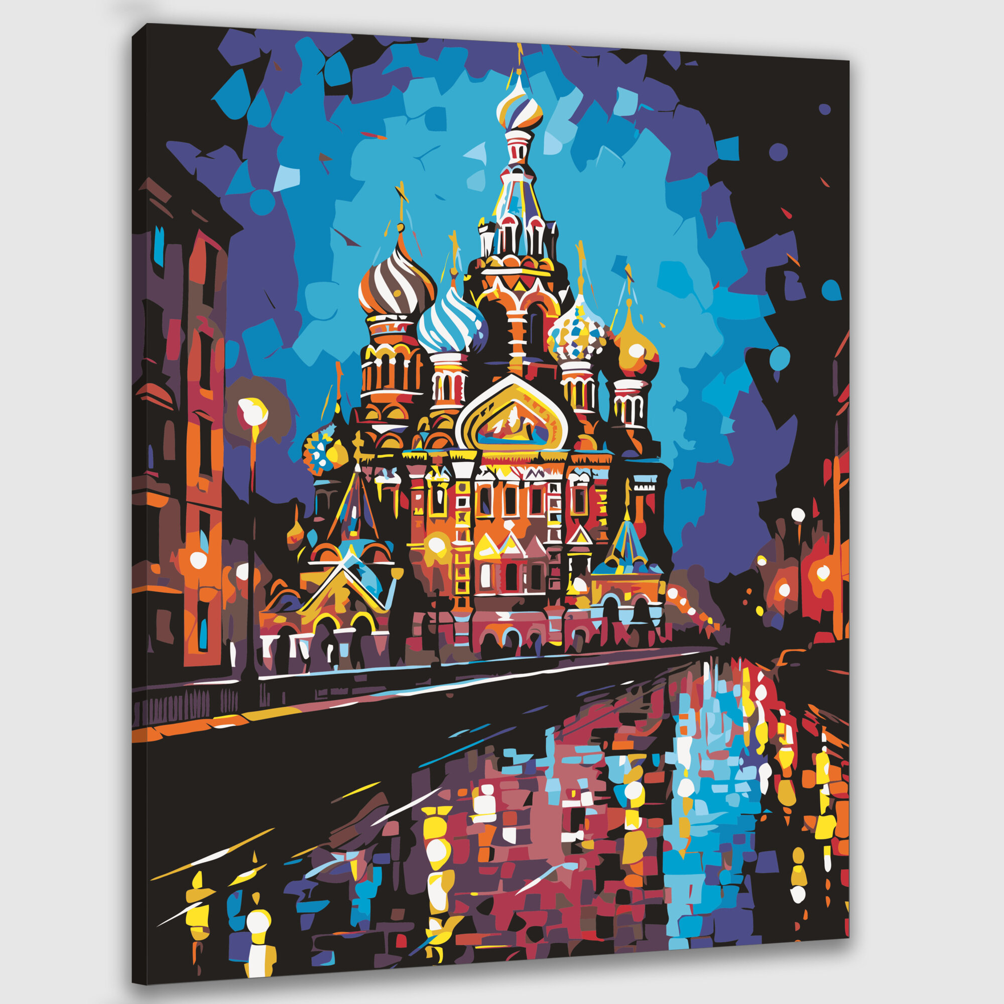 Картина по номерам 40x50 см, Санкт-Петербург, ночная жизнь, оживленные улицы, достопримечательности, энергия, движение