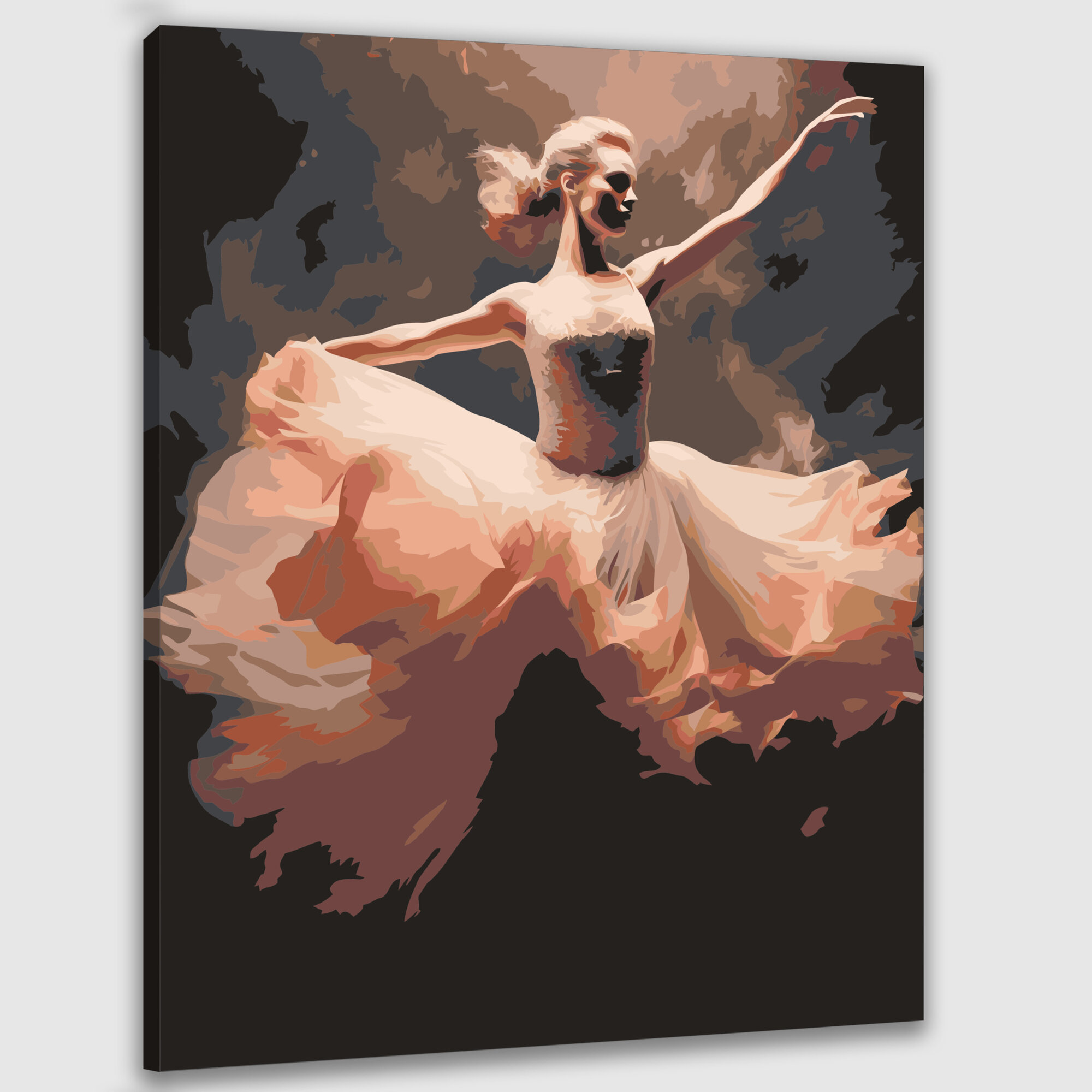 Картина по номерам 40x50 см, балерина, фотография, высокоскоростная, прыжок, воздух, балетная пачка, вихрь, развевается