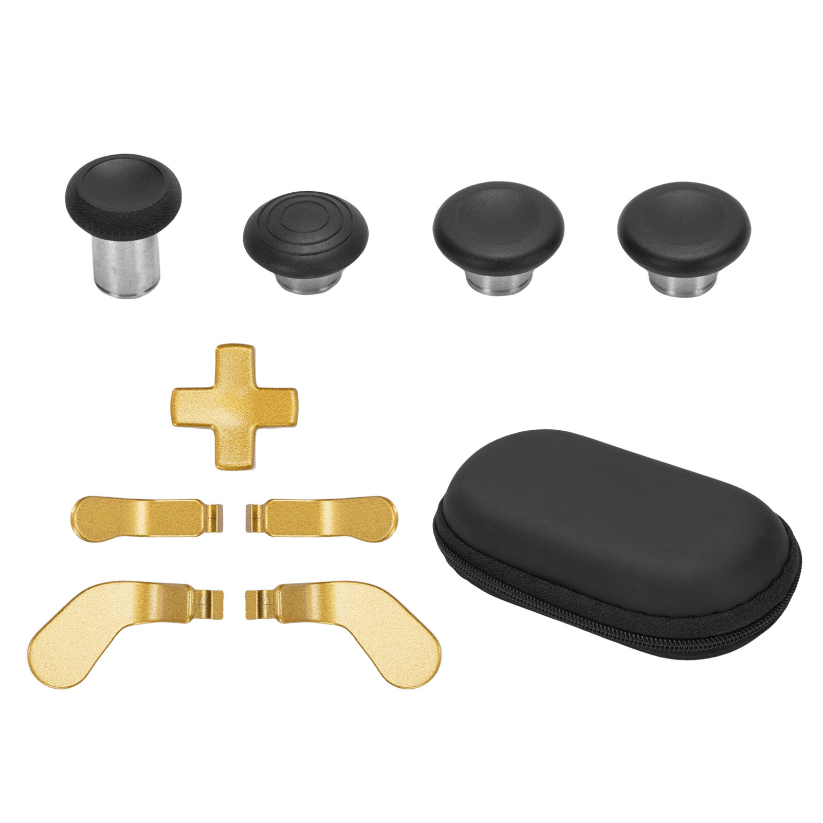 Металлические сменные джойстики для контроллера Elite Series 2 Core с 4 сменными магнитными джойстиками, лепестками и 1 крестовиной (аксессуары, золотистый цвет).