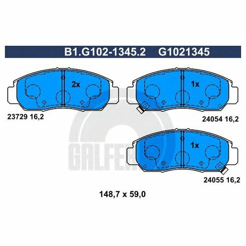Комплект передних тормозных колодок Galfer B1G10213452 для Honda Civic VII, VIII, FR-V, Stream