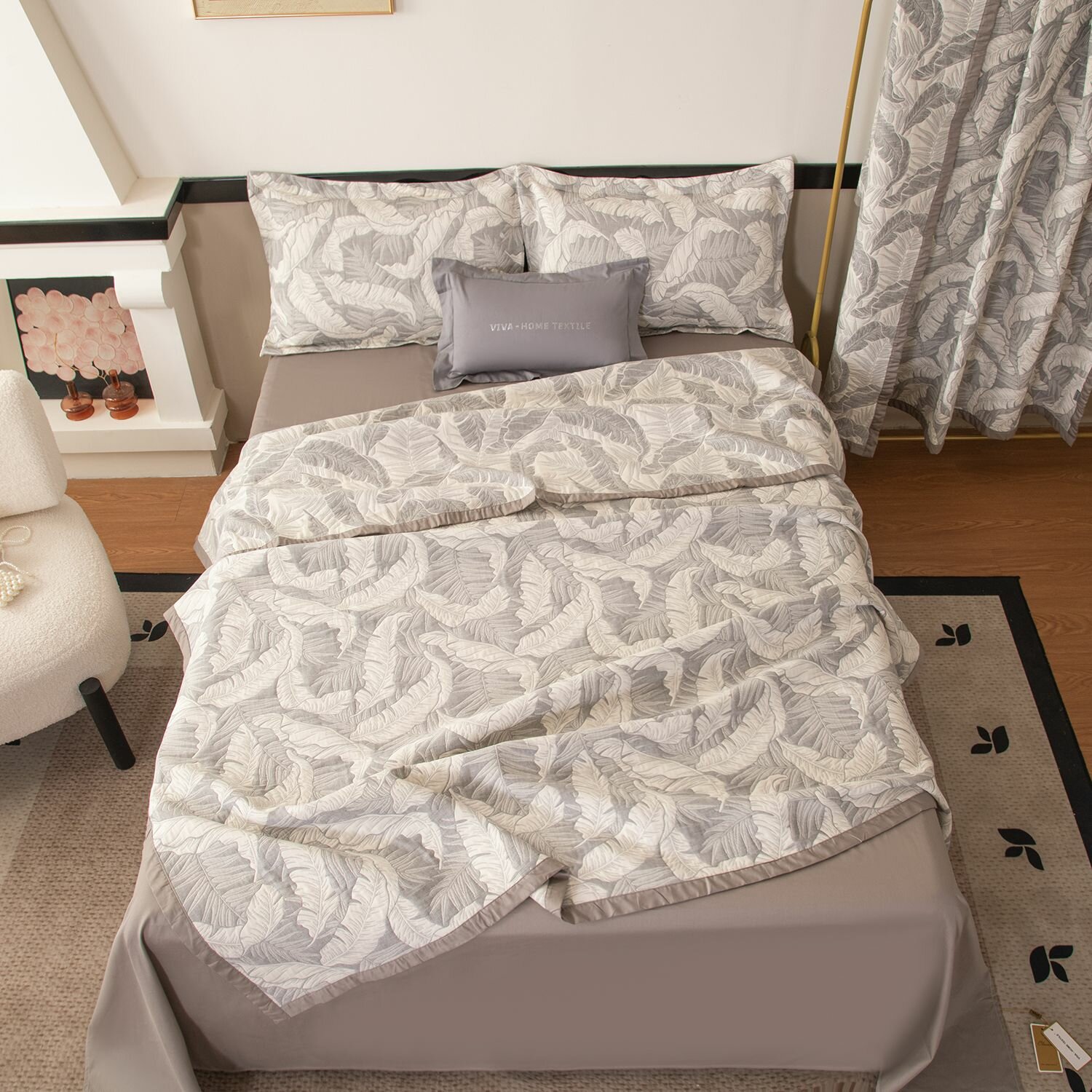 Постельное белье VIVA HOME TEXTILE Aurora Veil, евро, жаккардовый муслин, сатин-люкс