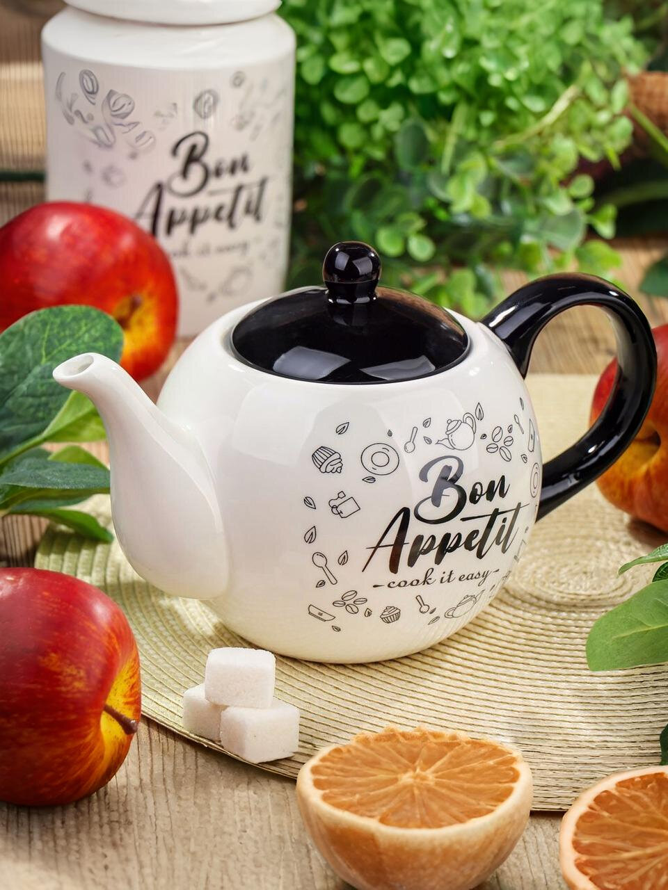 Чайник заварочный Daniks Бон Аппетит 950 мл прованс доломит круглый с крышкой белый