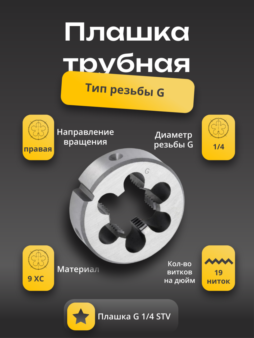 Плашка для трубной резьбы G 1/4 STV 00-00020992