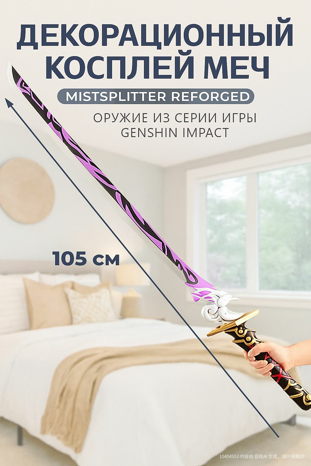 Игрушечное оружие меч Геншин Импакт Сегун Райден Genshin Impact 105 см