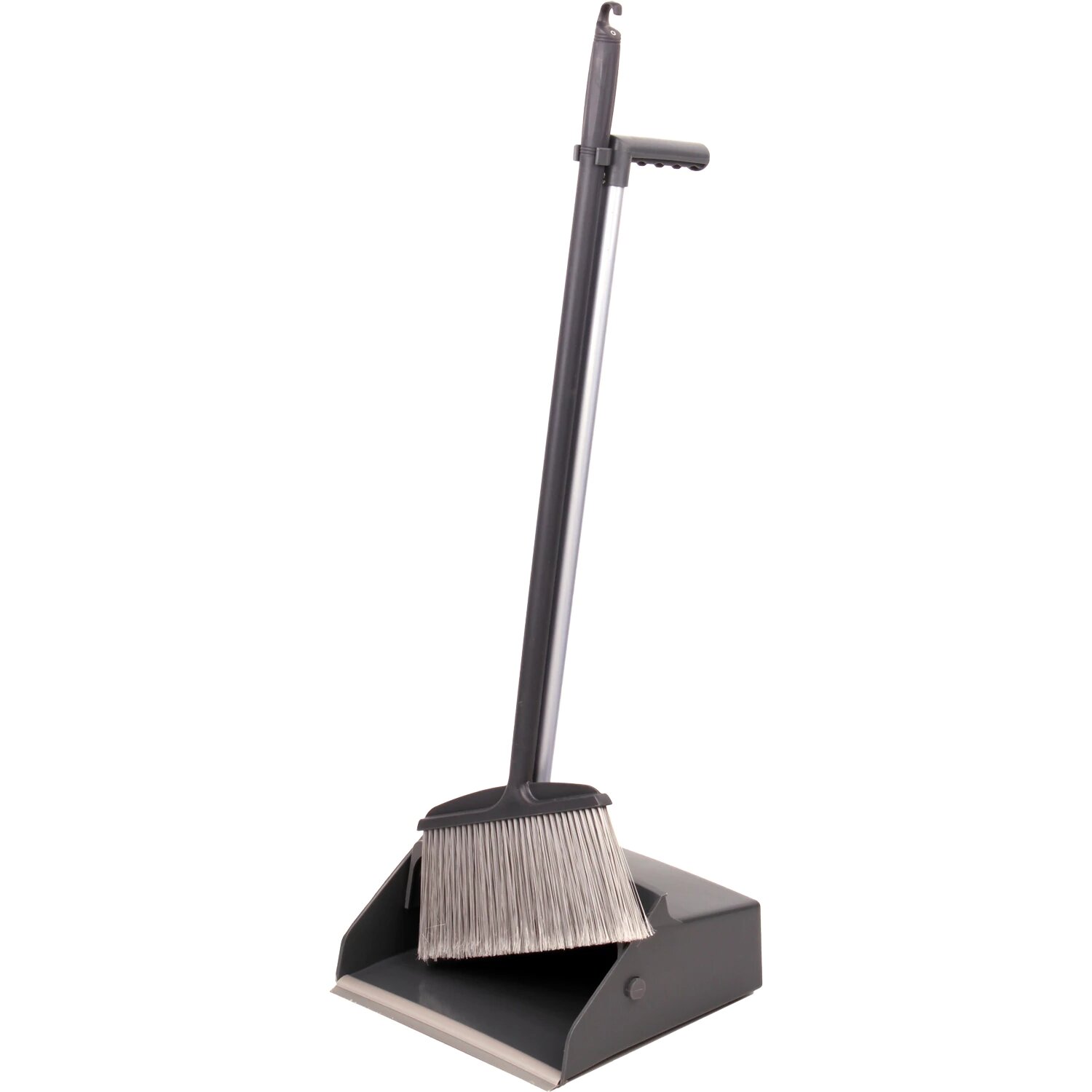 Совок для мусора + щетка, рукоятки 80 см, "большой", для улицы, цеха, офиса, серый, LAIMA PROFESSIONAL, 606663