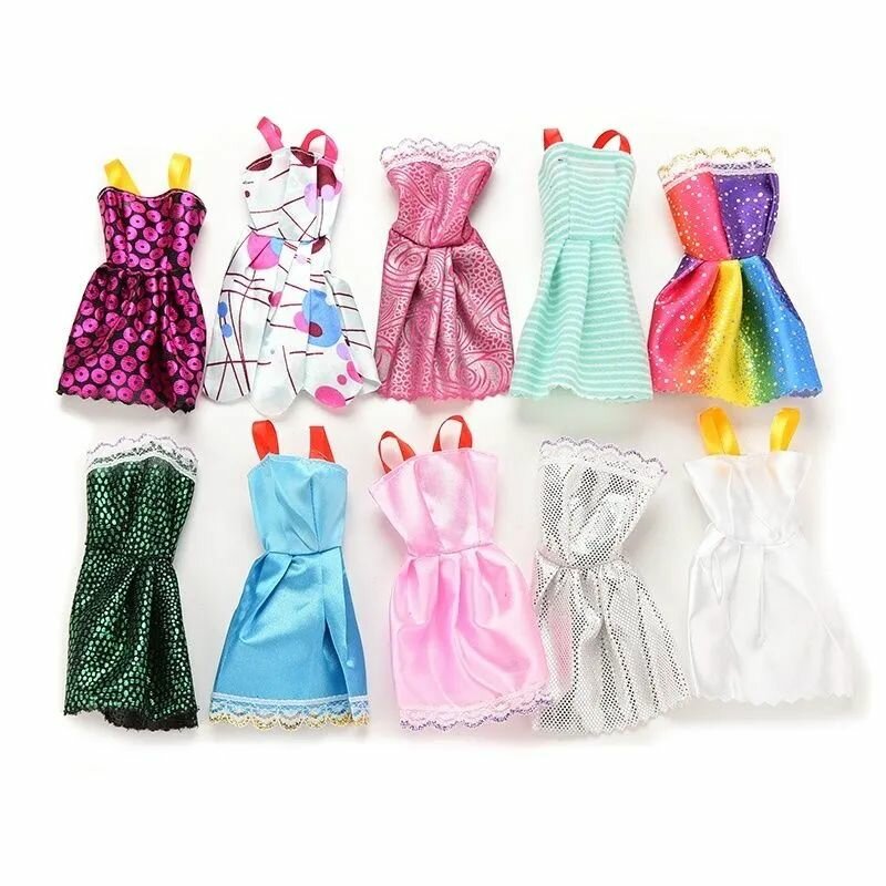 Одежда для кукол Барби, набор из 10 предметов, платья (случайные модели)