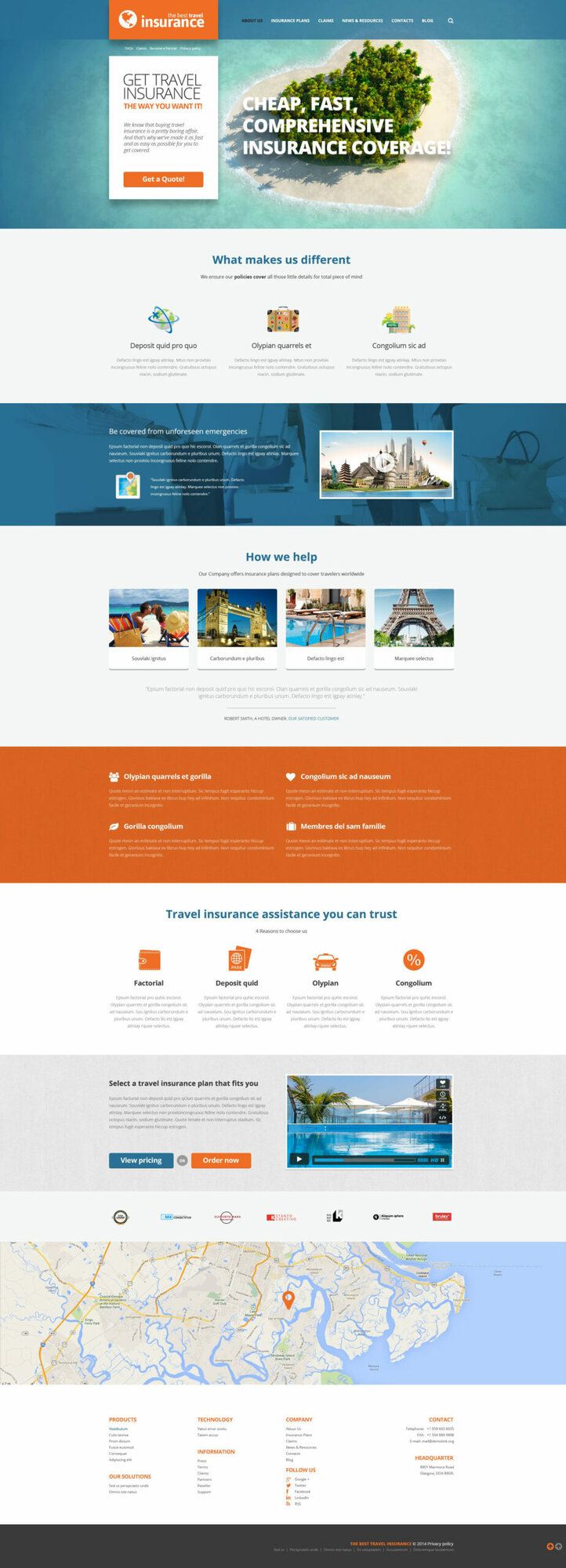 Подарочный сертификат на Шаблон для сайта Вордпресс с демоконтентом Travel Insurance Provider WordPress Theme