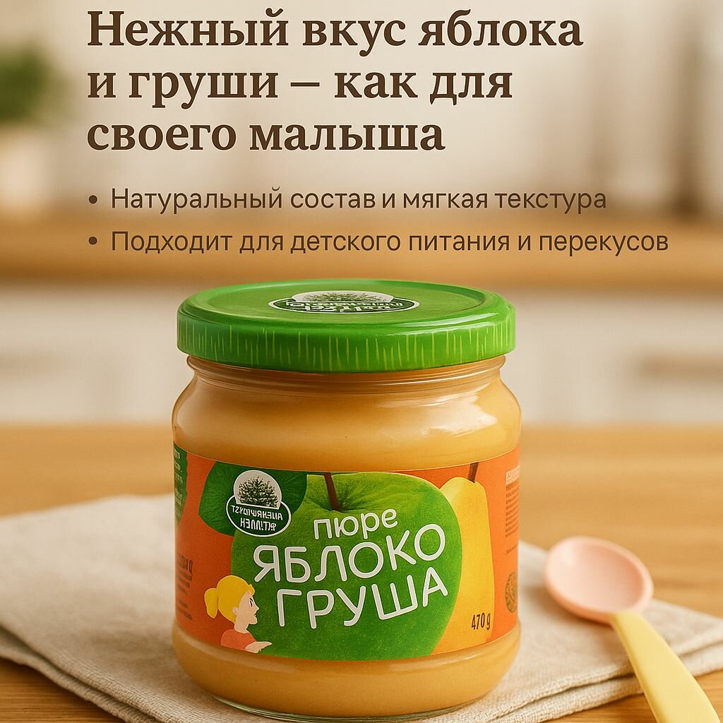 Семилукская трапеза Пюре фруктовое Яблочно-грушевое 470 грамм