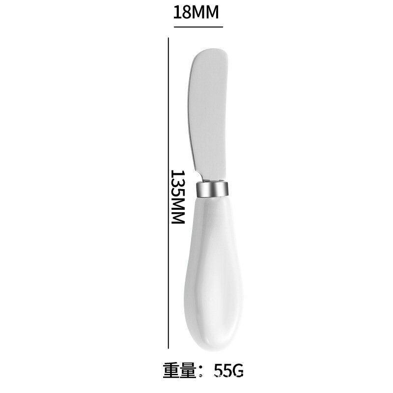 Нож для масла с керамической ручкой, нож для масла из нержавеющей стали 430, лопатка для джема, нож для сливочного сыра, домашний нож для сыра от производителя