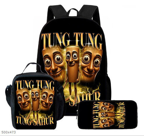 Трансграничный новый продукт, итальянский рюкзак с цифровой печатью Brainrot, деревянная палочка, мужская школьная сумка Шань Хай Цзин