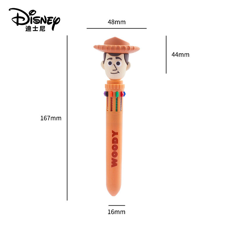 Оригинальная карандашная ручка Disney с десятью цветами, креативная, милая, канцелярские принадлежности для студентов, многоцветная выдвижная ручка, подарок для детей