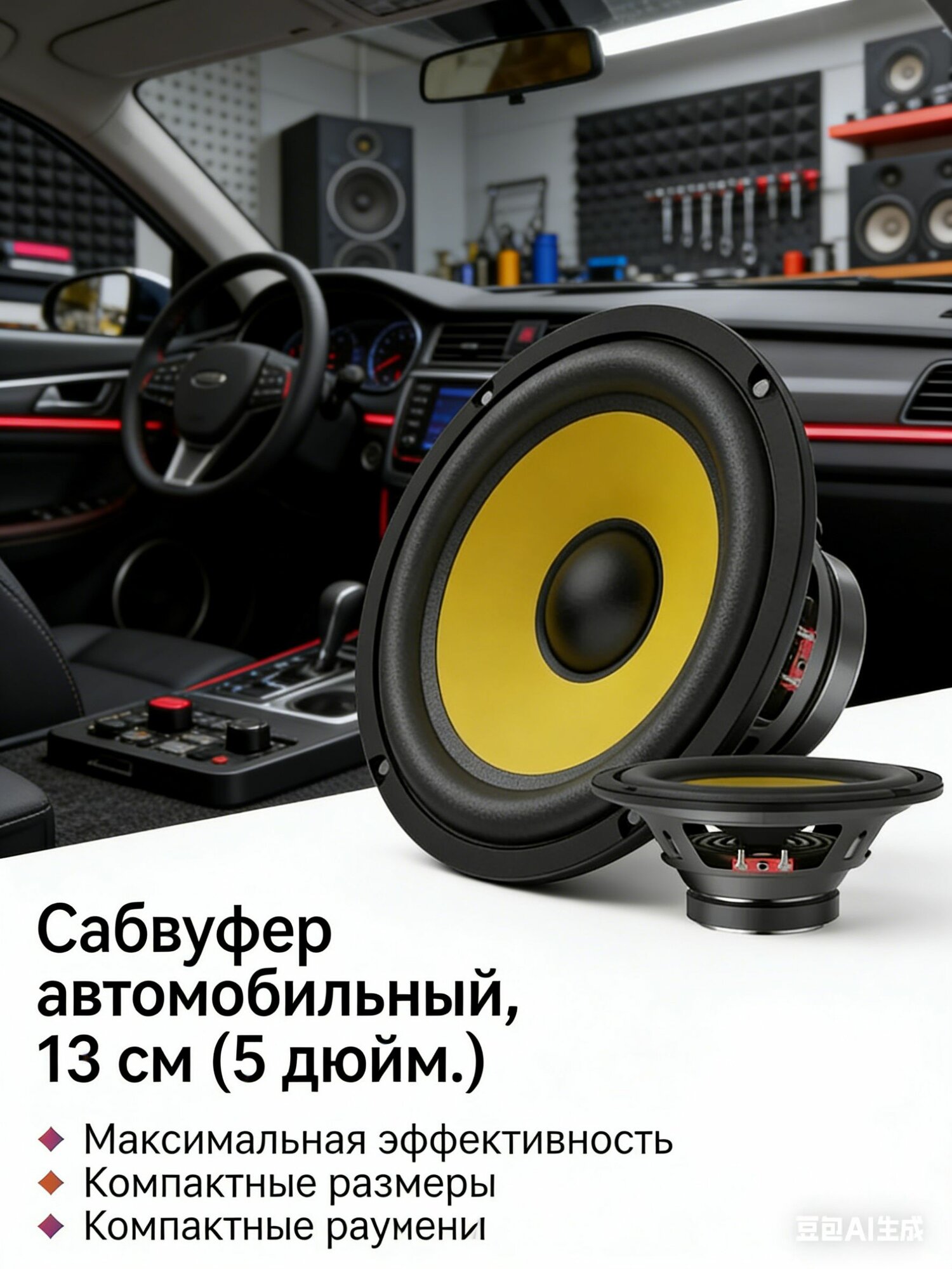Сабвуфер автомобильный, 13 см (5 дюйм.) автомобильный сабвуфер сабвуфер в машину
