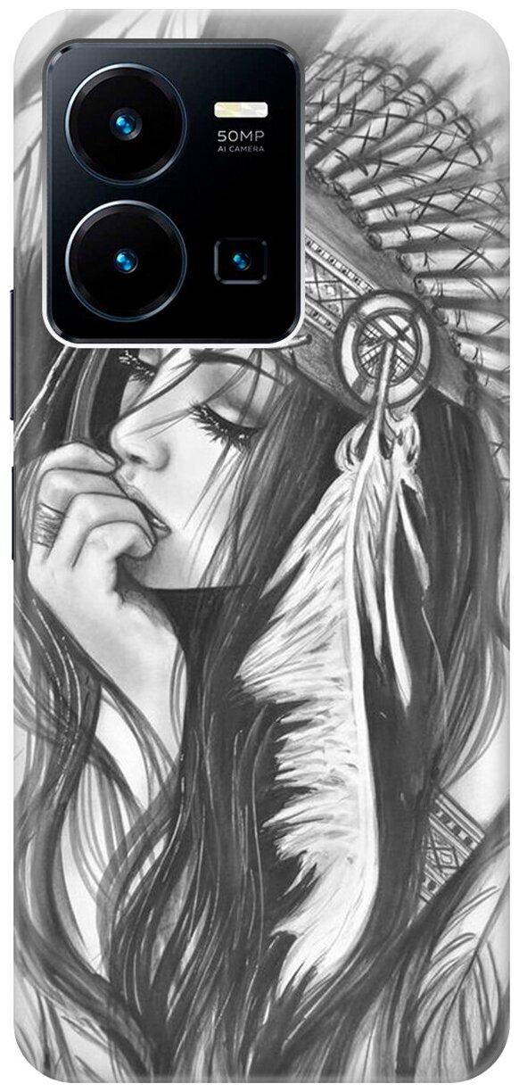 Силиконовый чехол Эскиз девушки на Vivo Y35 / Виво У35