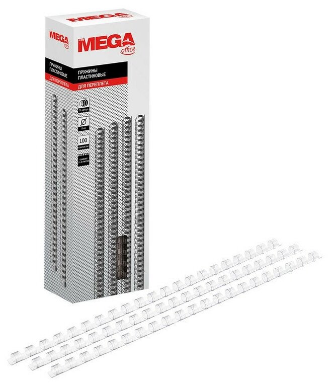 Пружины для переплета пластиковые Promega office 8мм прозр. 100шт/уп. 255078