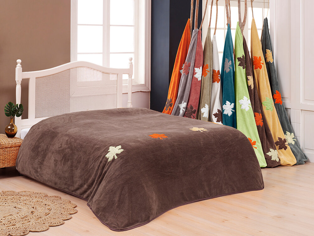 Плед бамбо Кленовый Лист 160*220 Коричневый