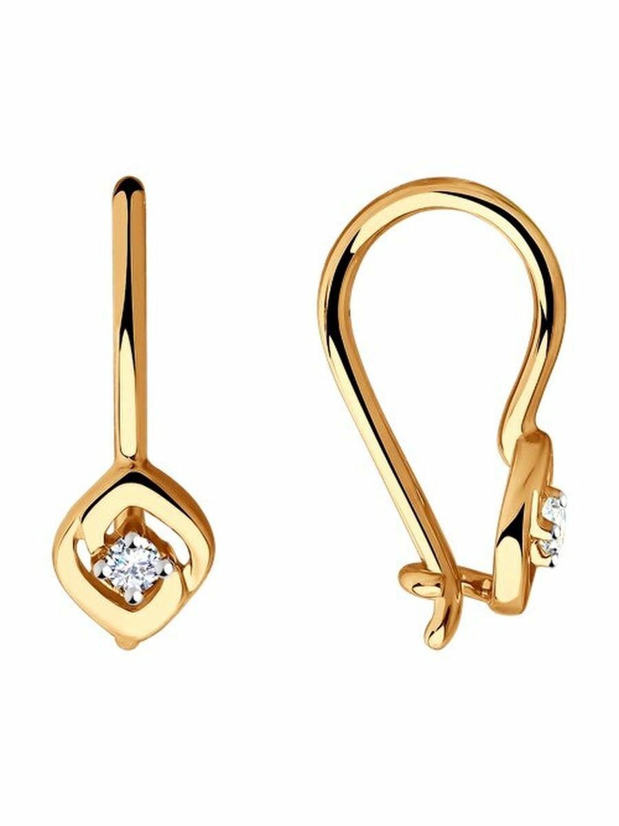 Серьги, красное золото, 375 проба, фианит