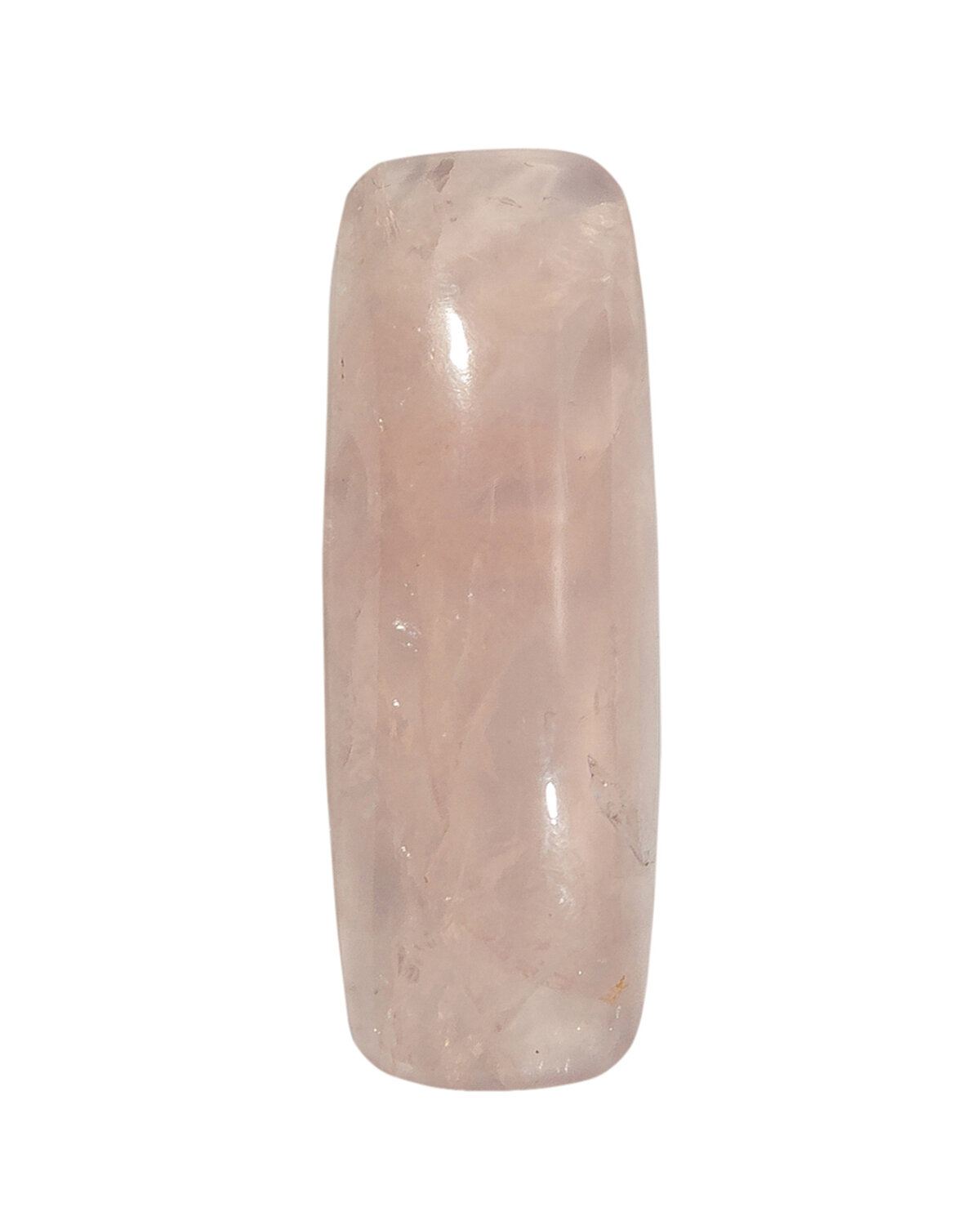 Кабошон из розового кварца, размер 32х11х6 мм, вес 6 грамм