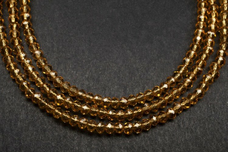 Бусина стеклянная Рондель 3,0х2,0мм, цвет светло-коричневый, прозрачная, 501-018, 10шт