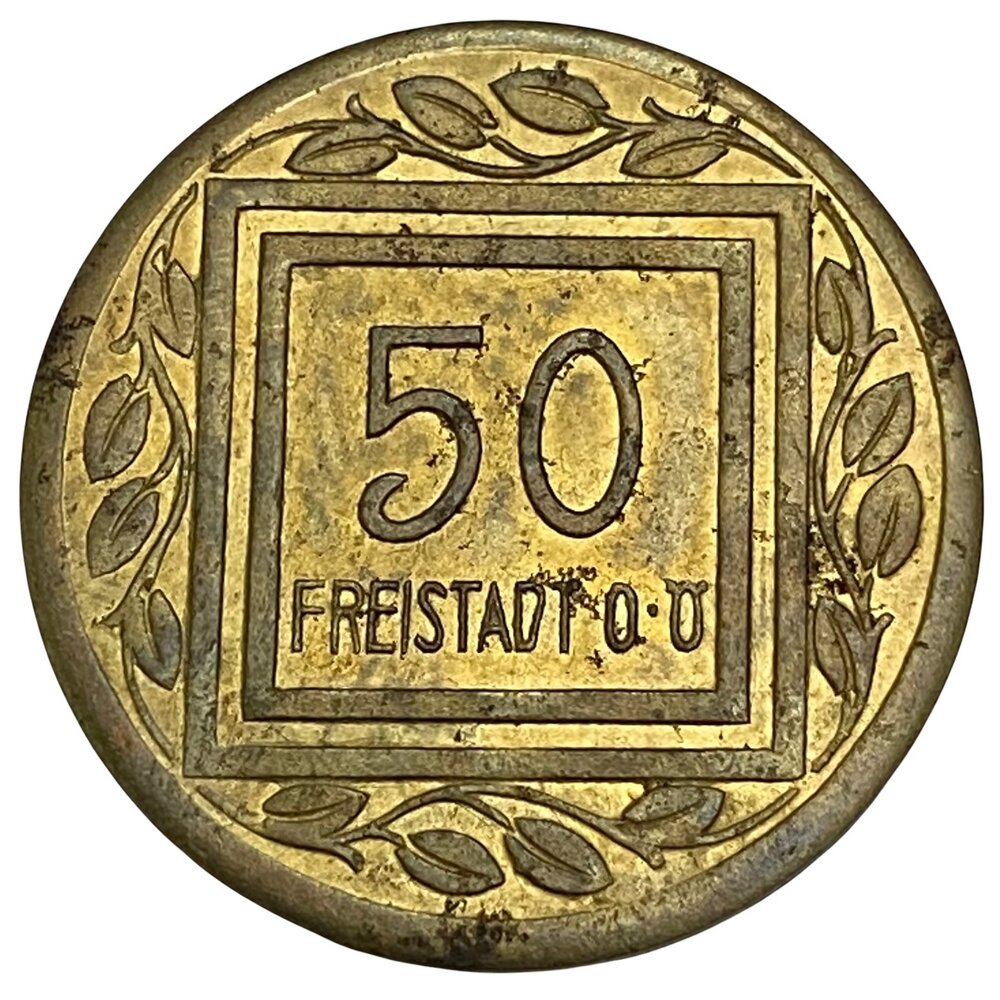Австрия, Фрайштадт токен 50 геллеров 1915 г. (Kriegsgefangenenlager) (2)