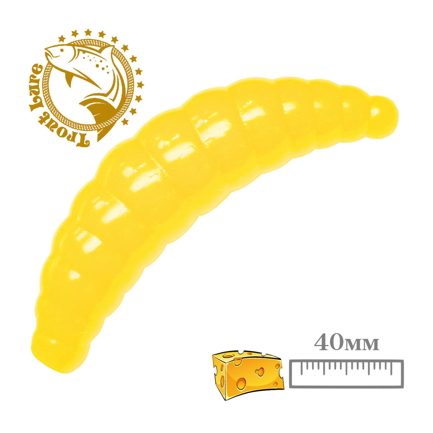 Силикон TROUT LURE (SANSAN) в банке, MAGGOT 40, СЫР, COL. 9 (Yellow), (10шт)