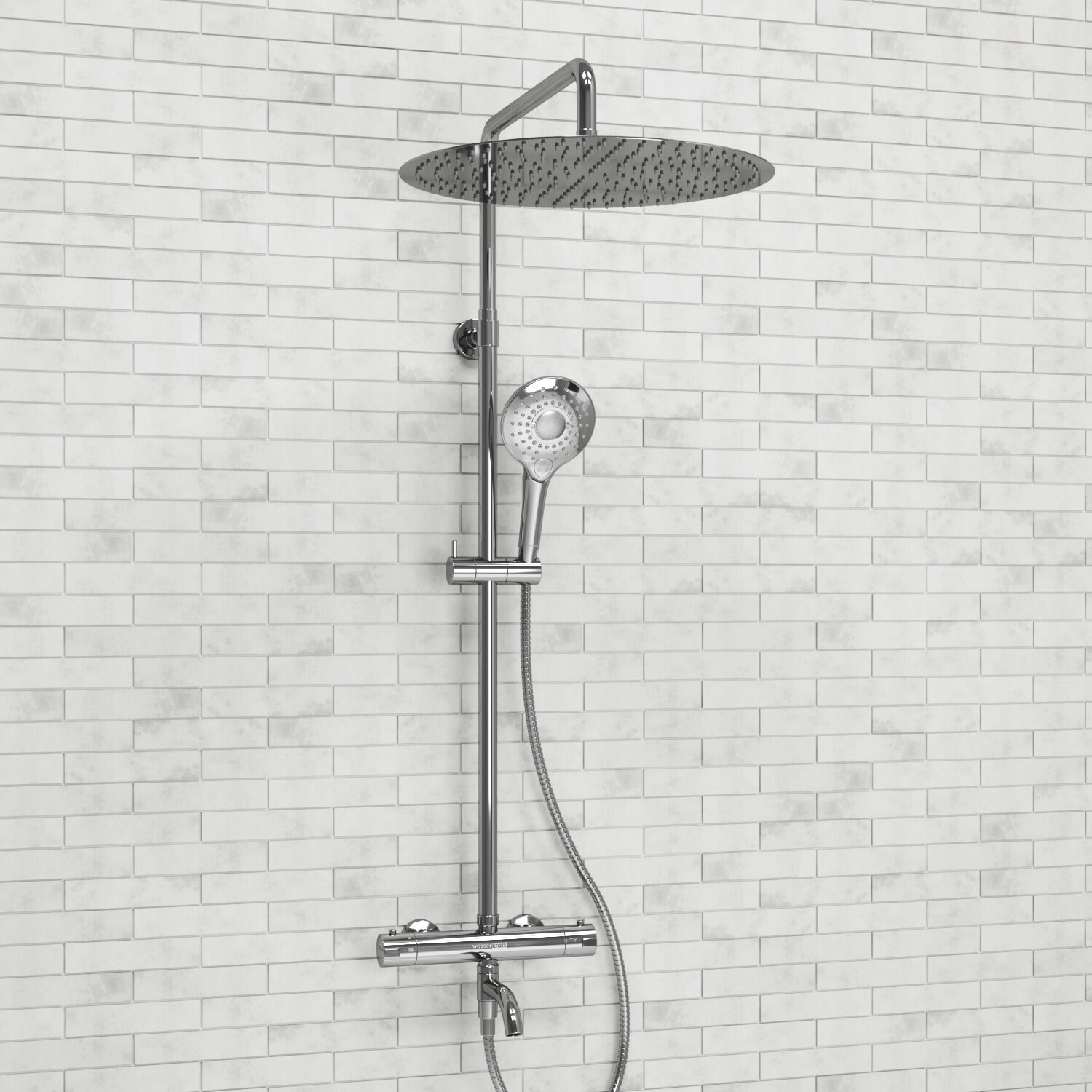 Душевая система WasserKraft Thermo A188.117.101.010, термостат, тропический душ, хром