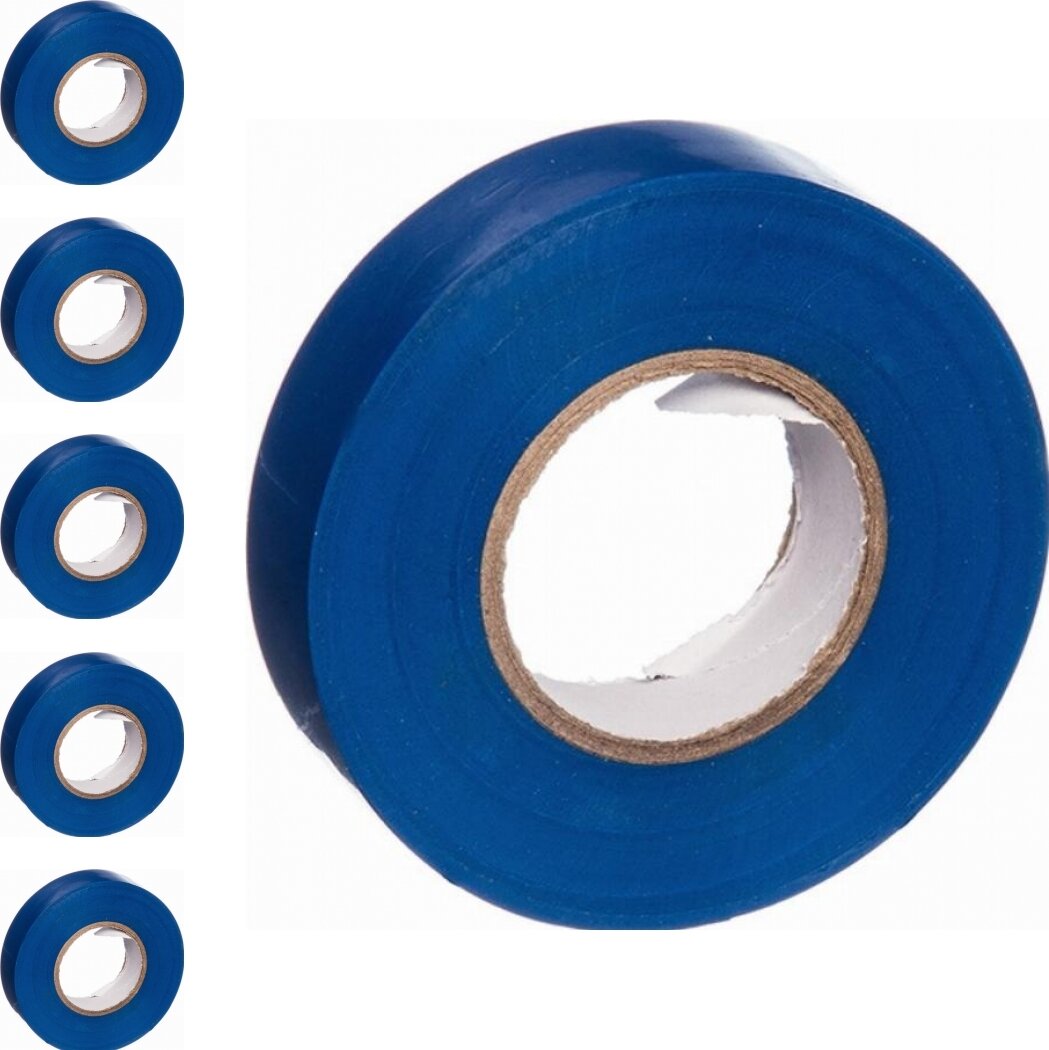 Изолента ПВХ IEK 19 мм 20 метров синяя (комплект из 5 шт.)