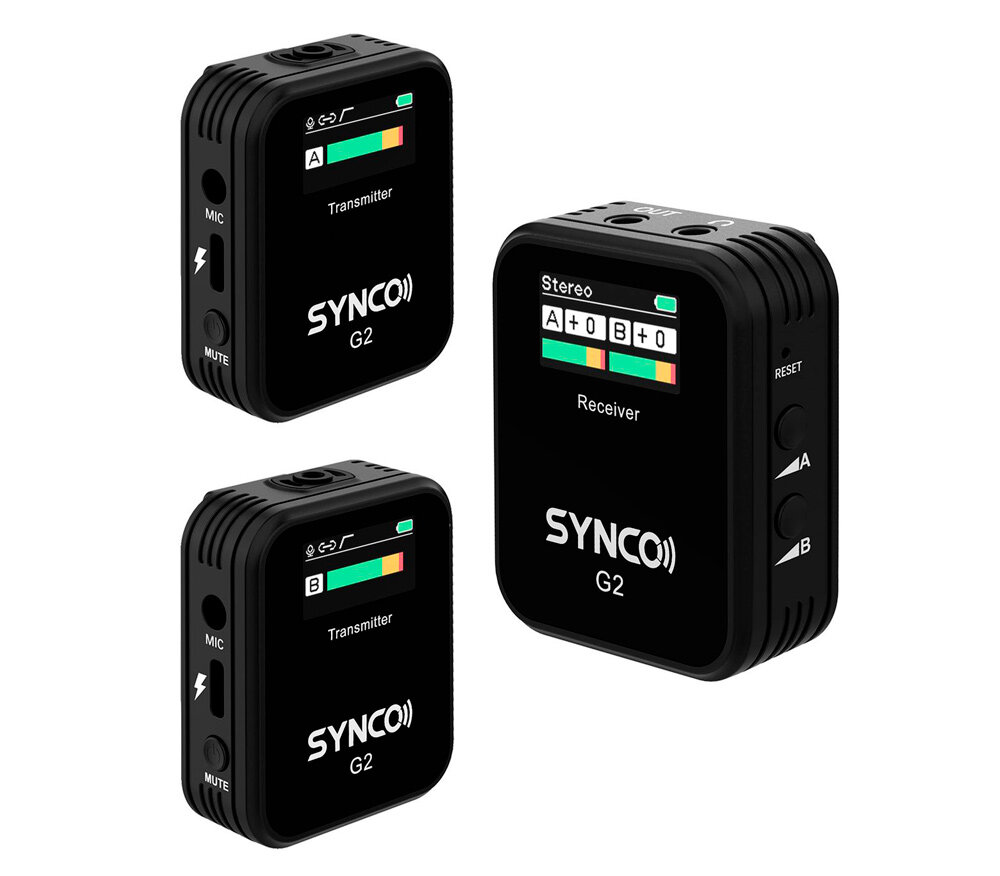 Беспроводная система Synco G2 A2, 2.4 ГГц, 2 передатчика + приемник, 3.5 мм TRS / TRRS + USB-C, для интервью