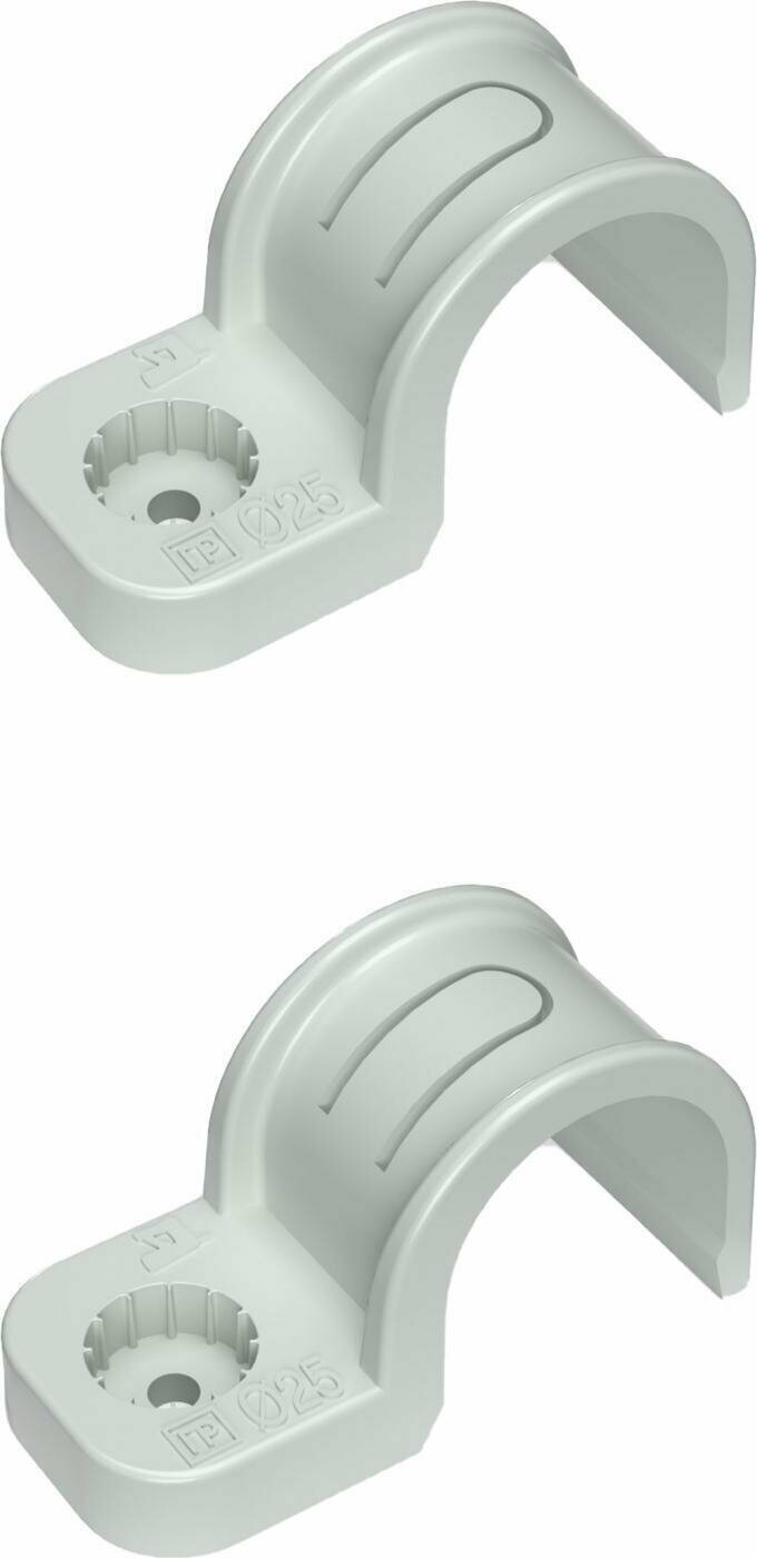 Скоба пластиковая круглая Промрукав 25мм серая (50 шт./уп) (комплект из 2 уп)