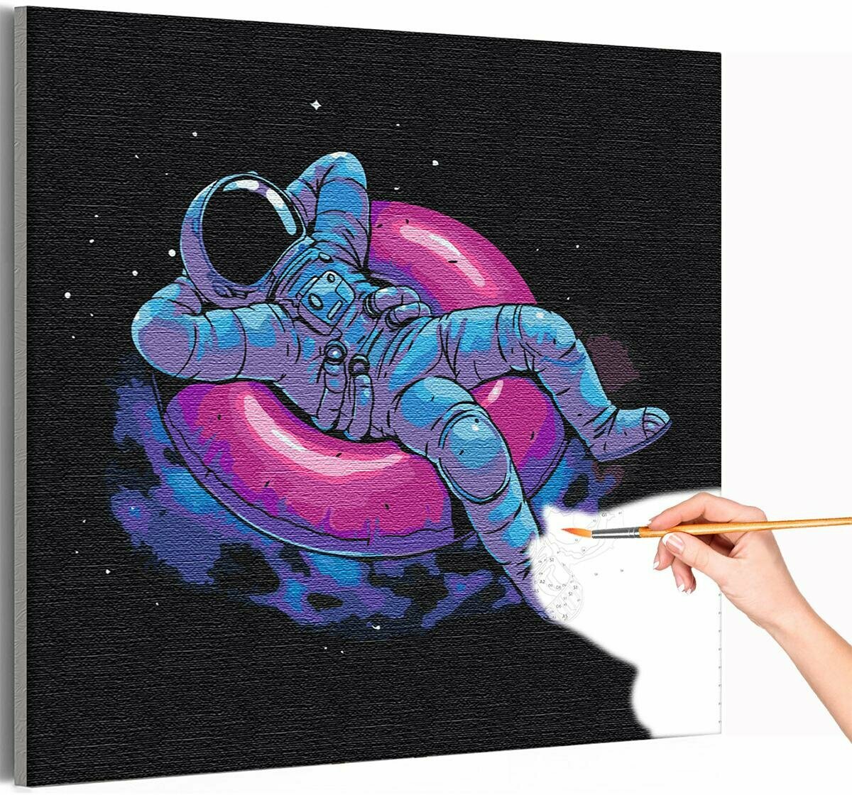 Космонавт на отдыхе / Космос Раскраска картина по номерам на холсте с неоновой краской 40х40