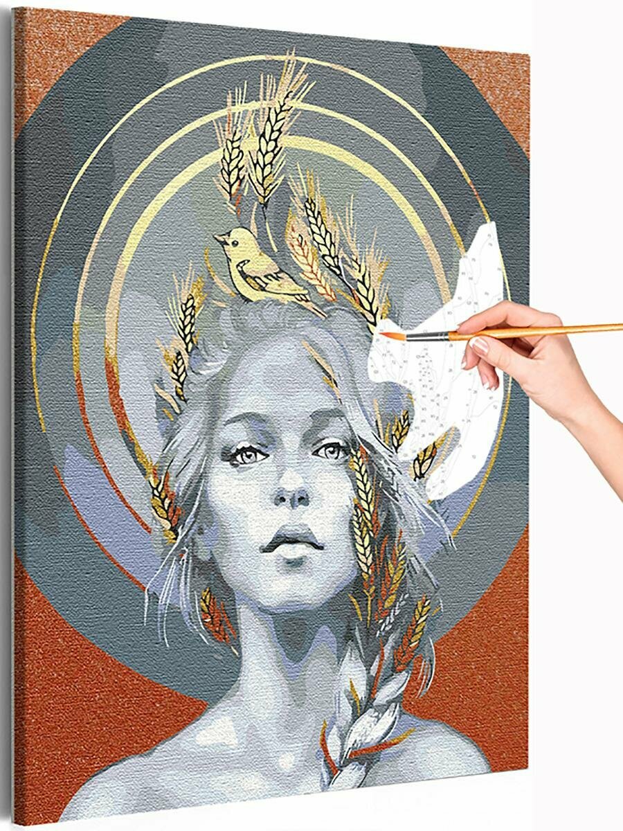 Девушка и колосья Раскраска картина по номерам на холсте с металлической краской 40х50