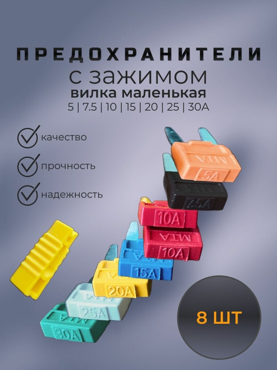 Набор предохранителей (MINI 8 шт) флажковые автомобильные