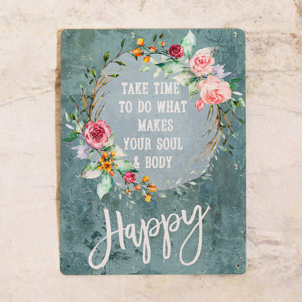 Мотивирующая картина для декора ванной комнаты про Счастье, картина в ванну, металл, 20х30 см.