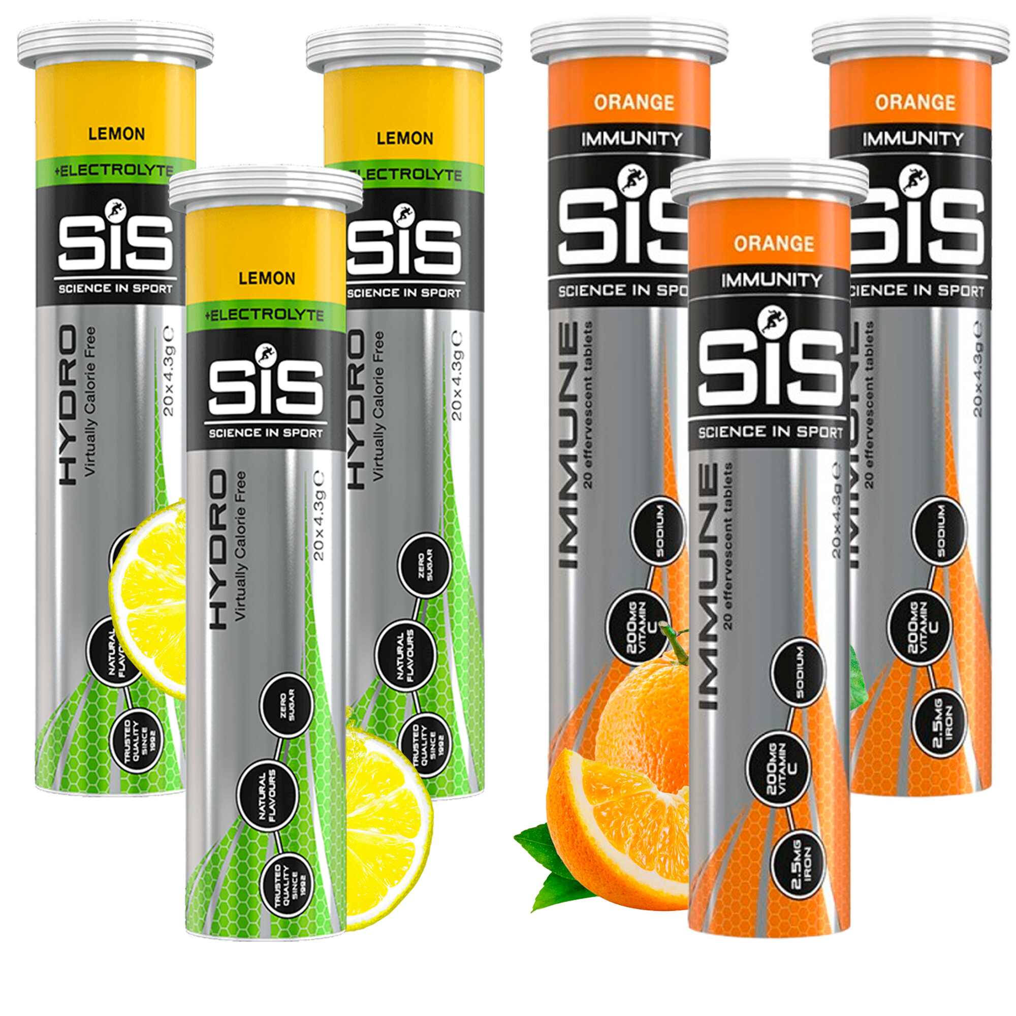 Изотоник SCIENCE IN SPORT (SiS) GO Hydro Tablet 20s_3 6 x 20 таблеток, Лимон, Апельсин