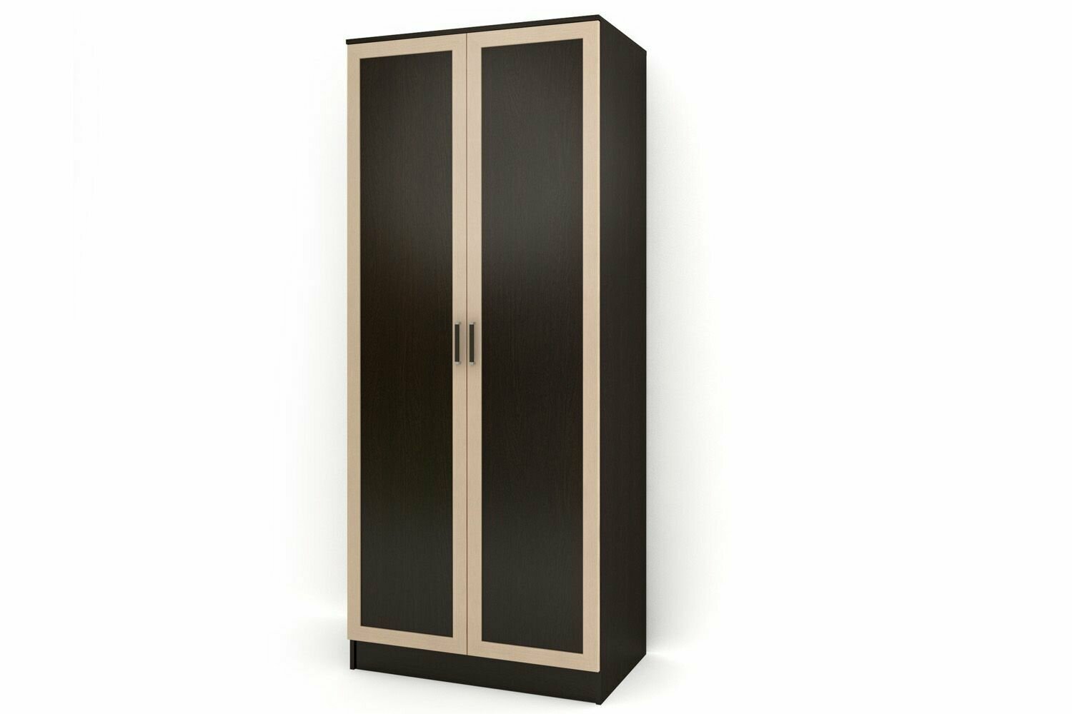 Шкаф распашной для одежды МногоМеб Стайл-2 2-дверный 90х55x220 венге, рамка квадро МДФ дуб молочный