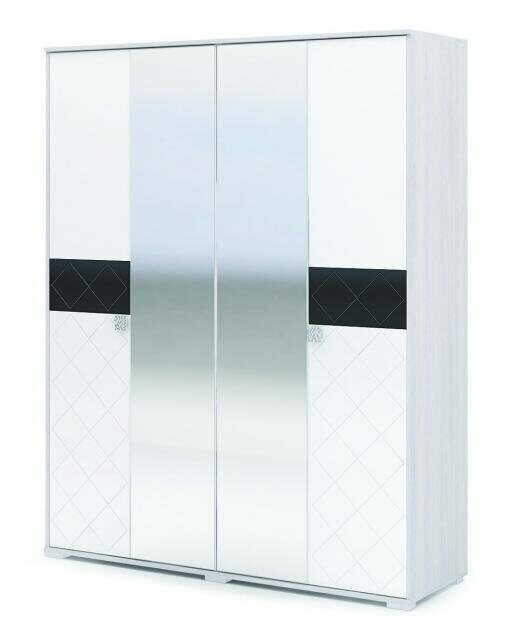 Шкаф 4-х створчатый ШК 024 «Сальма» комбинированный, распашной, МДФ (Дуб Анкор светлый/Белый глянец) 163х53х206