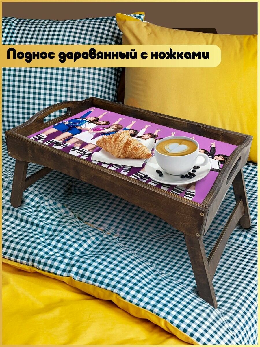 Деревянный поднос на ножках с рисунком музыка - 134
