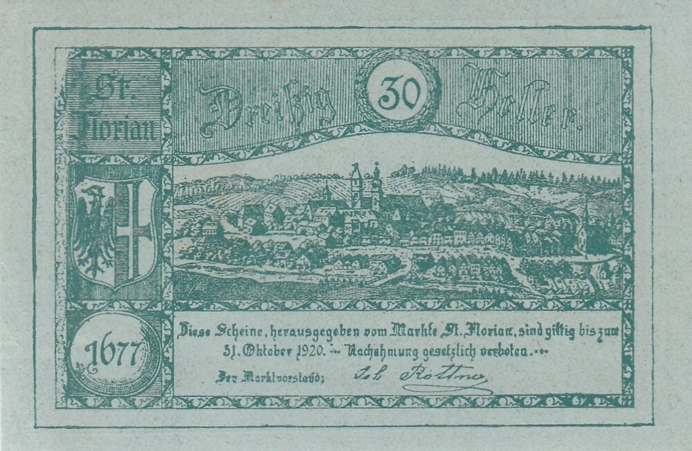 Австрия, Санкт-Флориан 30 геллеров 1914-1920 гг. (№3)