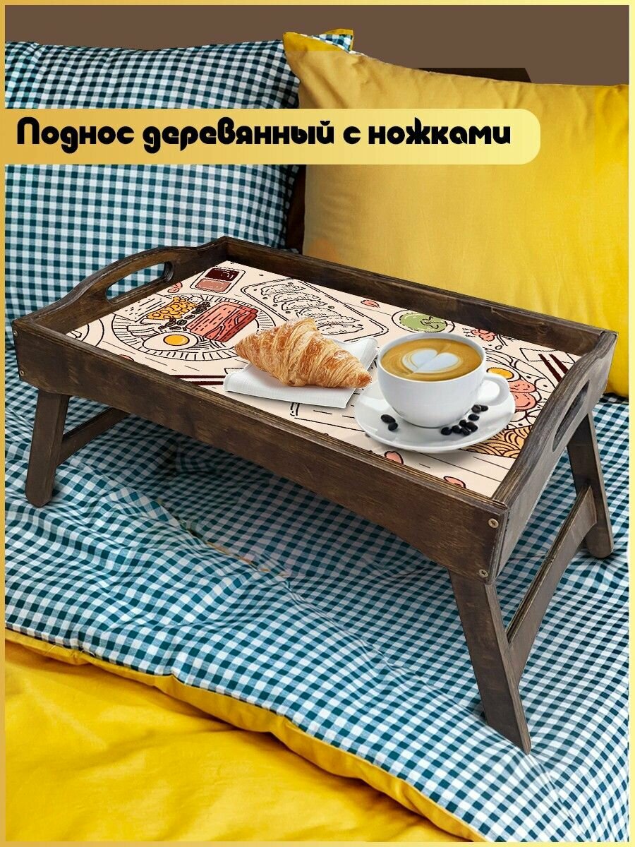 Деревянный поднос на ножках с рисунком аниме - 457