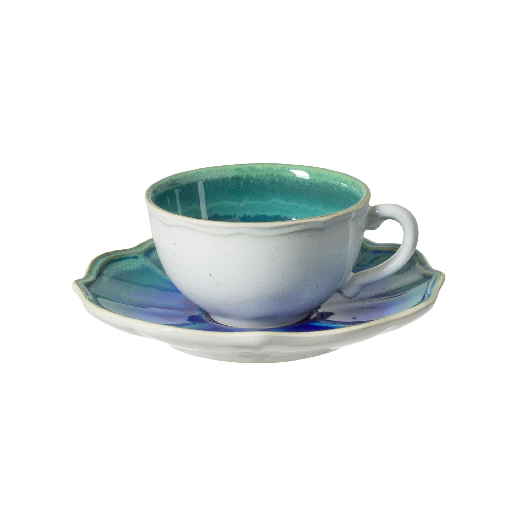 Чашка с блюдцем CASAFINA by COSTA NOVA Dori, 190 мл, керамическая, бело-синяя (DO209-BLU(ZCS01-01818Q))