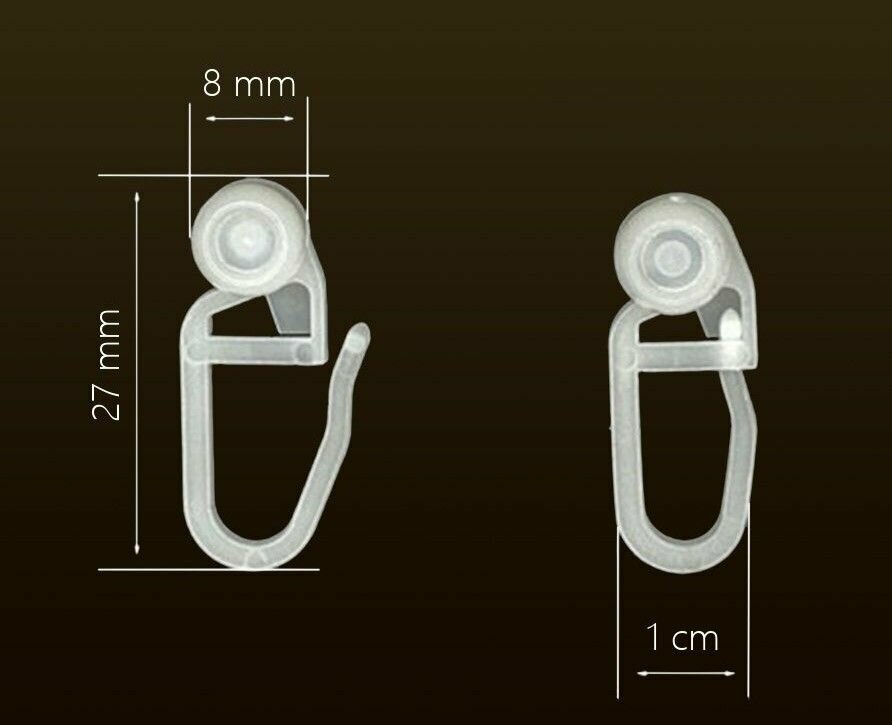 Крючки для штор блэкаут, занавесок , тюля, потолочного карниза , шины , гардины с роликом (пластиковые ) роликовые с замком - комплект / набор / 100шт.