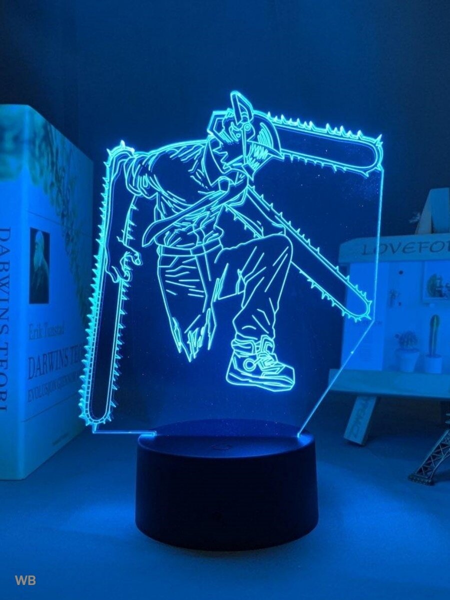 Ночник Аниме Человек Бензопила - Anime Chainsaw Man . Подарок фанату аниме и манги — декор в комнату с любимыми персонажами, в стиле отаку и японской анимации.