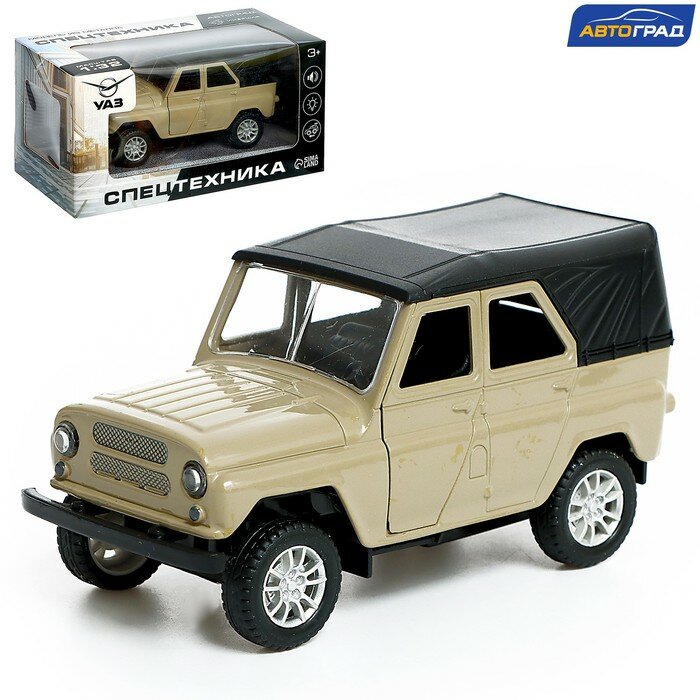 Машина металлическая УАЗ Hunter, инерция, 1:32, свет и звук, цвет бежевый, Автоград