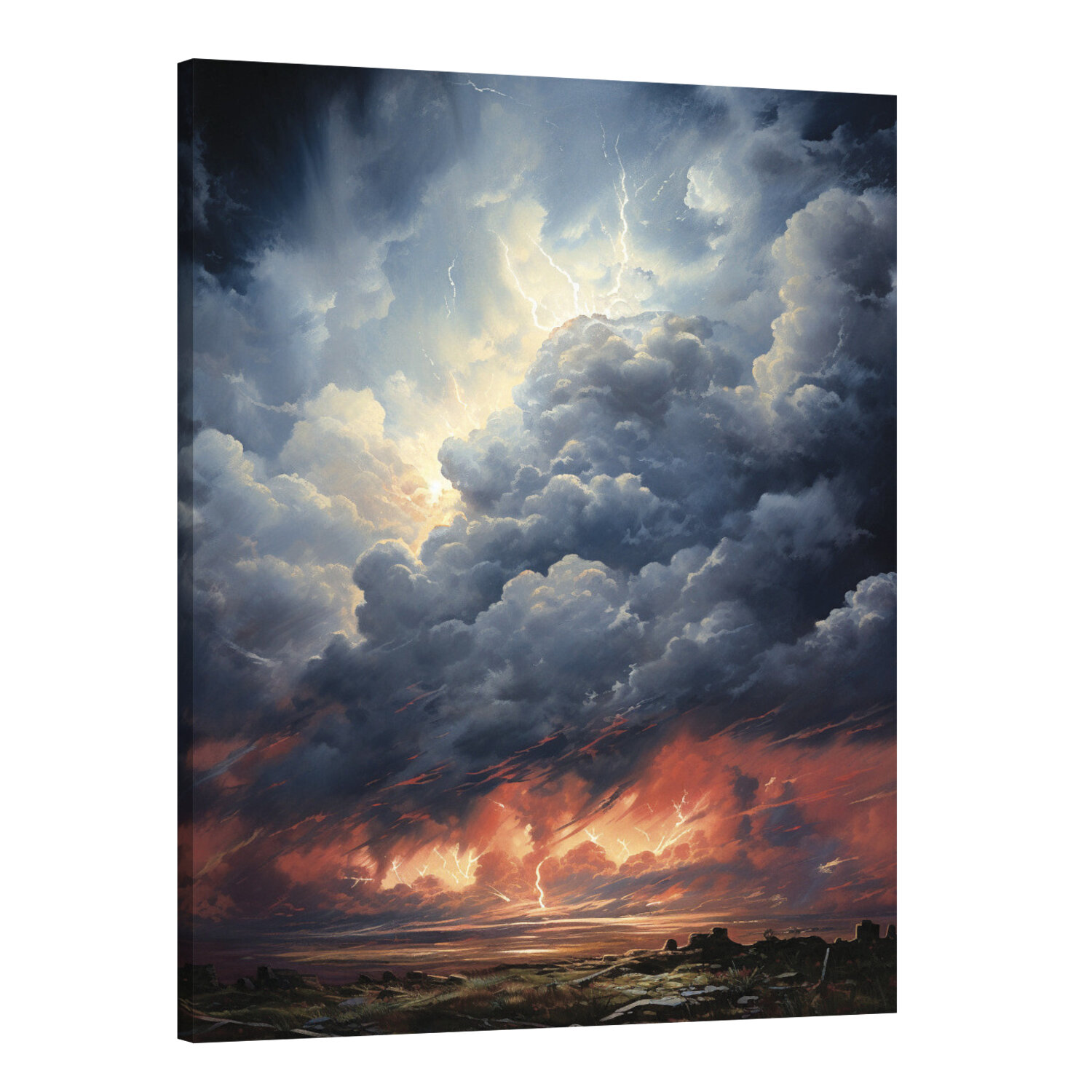 Интерьерная картина 50х70 "Молния и тучи"