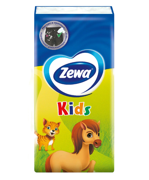Платочки Zewa, Kids, носовые, бумажные, 3 слоя