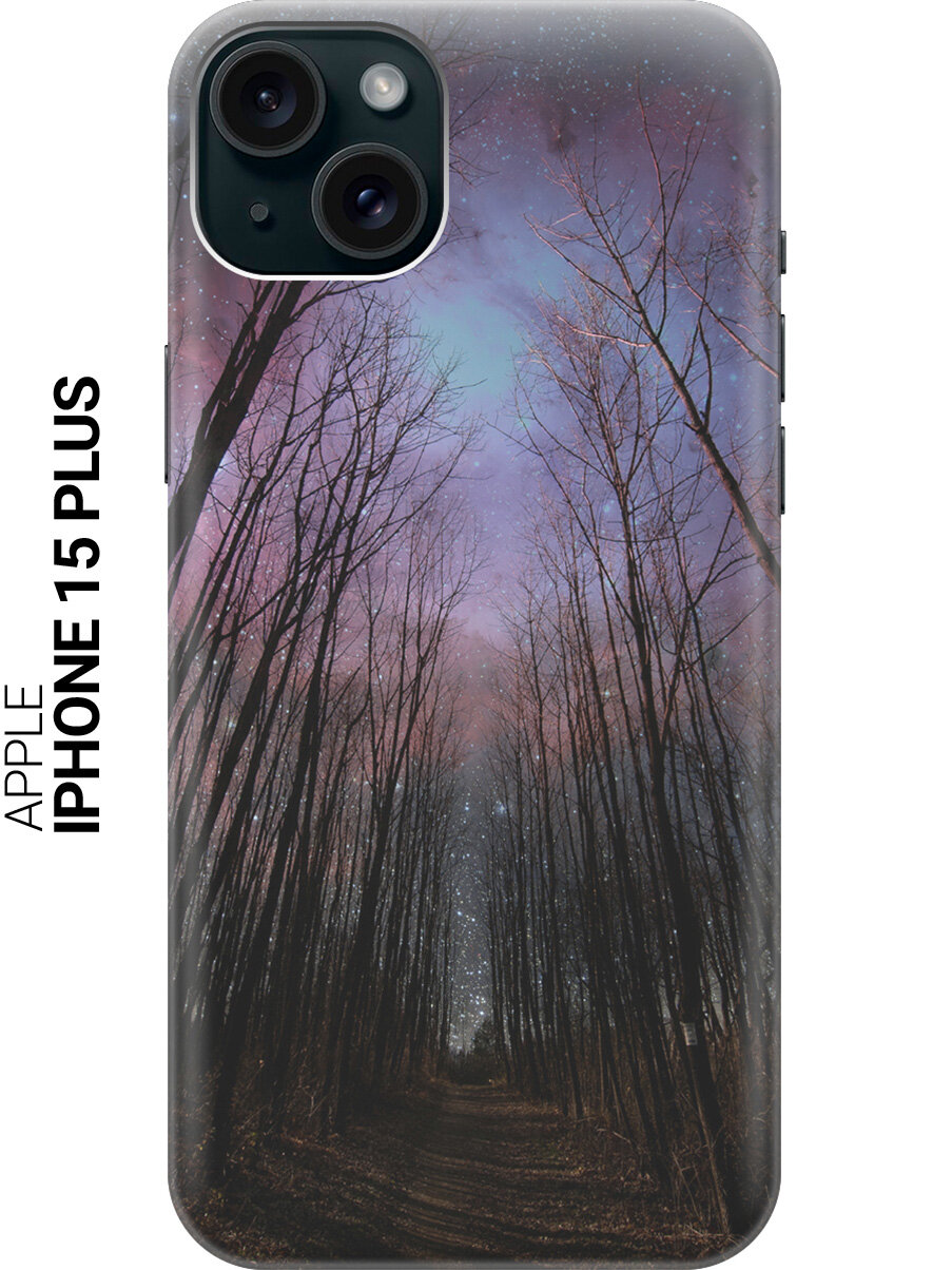Силиконовый чехол на Apple iPhone 15 Plus / Эпл Айфон 15 Плюс с рисунком "Тропа и звездное небо"