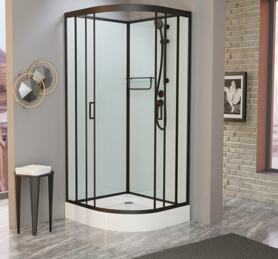Душевая кабина Frank F408 Black без крыши 80x80 см, 800004
