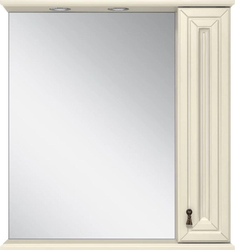 Зеркальный шкаф Misty Лувр П-Лвр03085-1014П 85x80 см R, с подсветкой, выключателем, слоновая кость