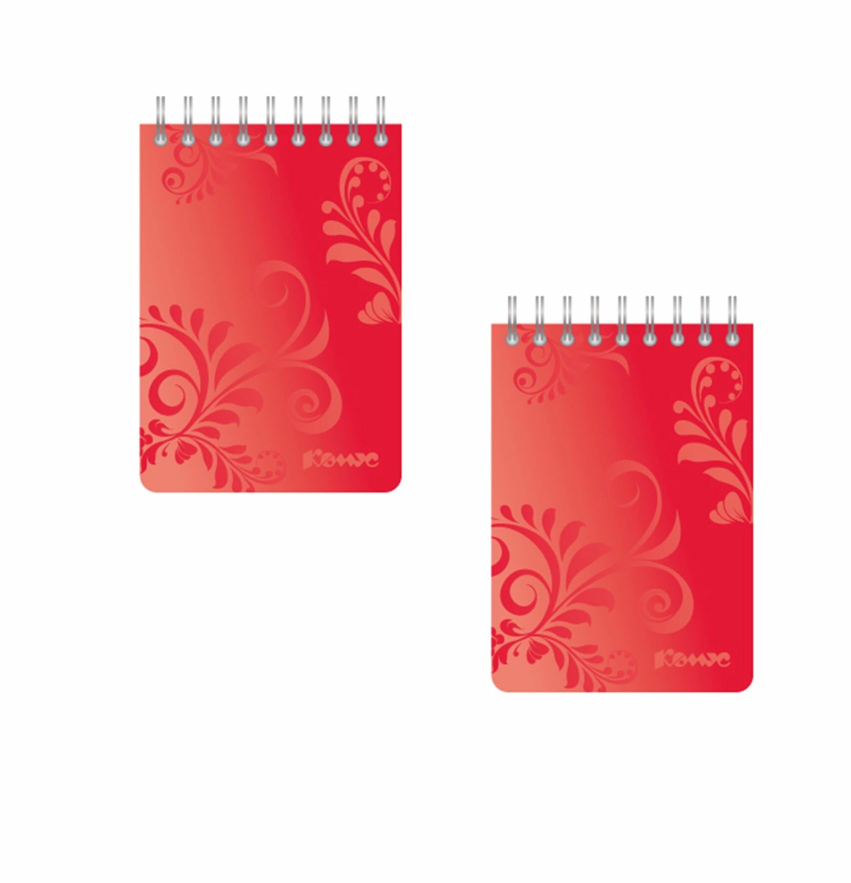 Комус Блокнот Русская серия, А7, 50л, евроспираль, красный, клетка, 76х105,2 уп