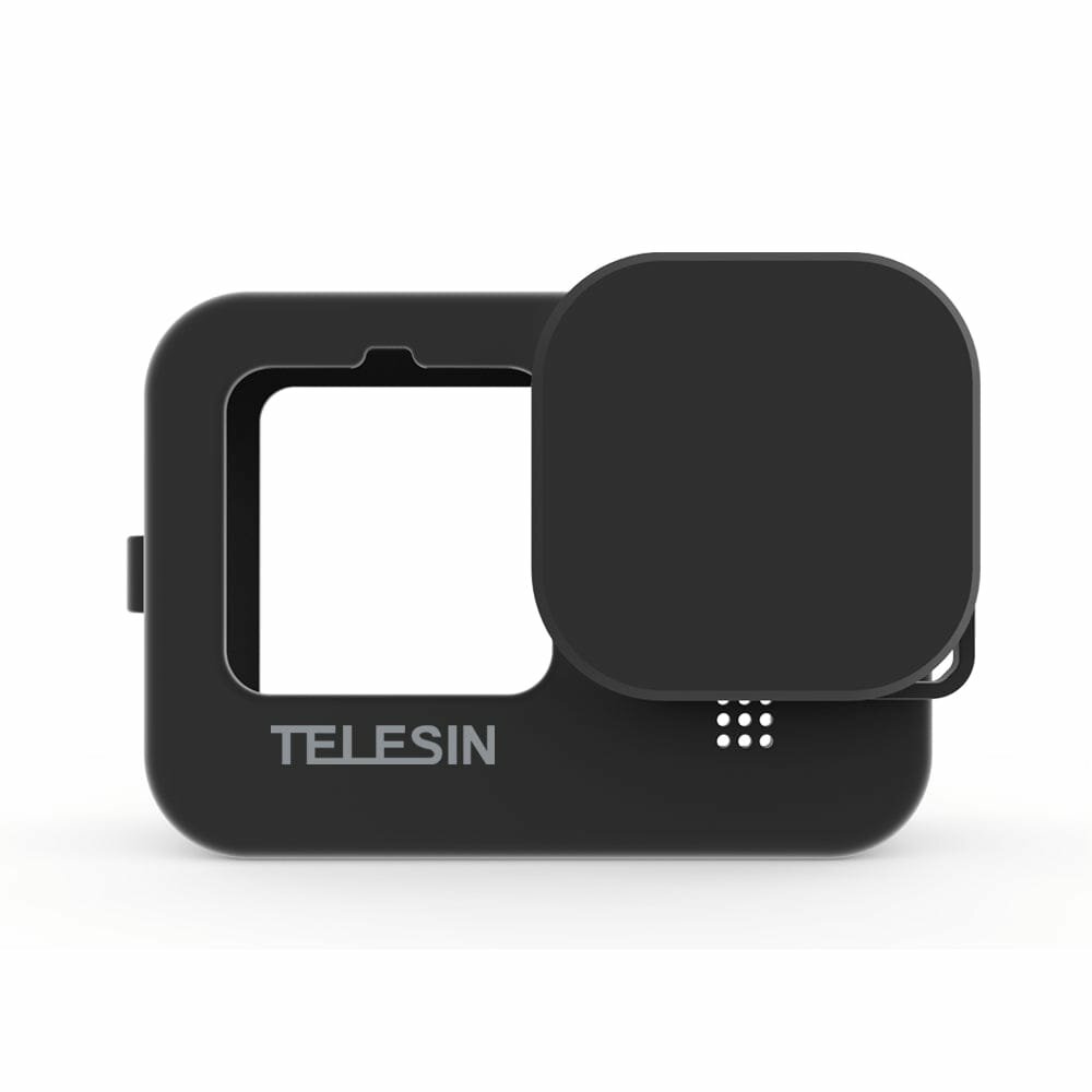 Telesin Силиконовый чехол для GoPro HERO9/10/11/12 Black + крышка на объектив, чёрный